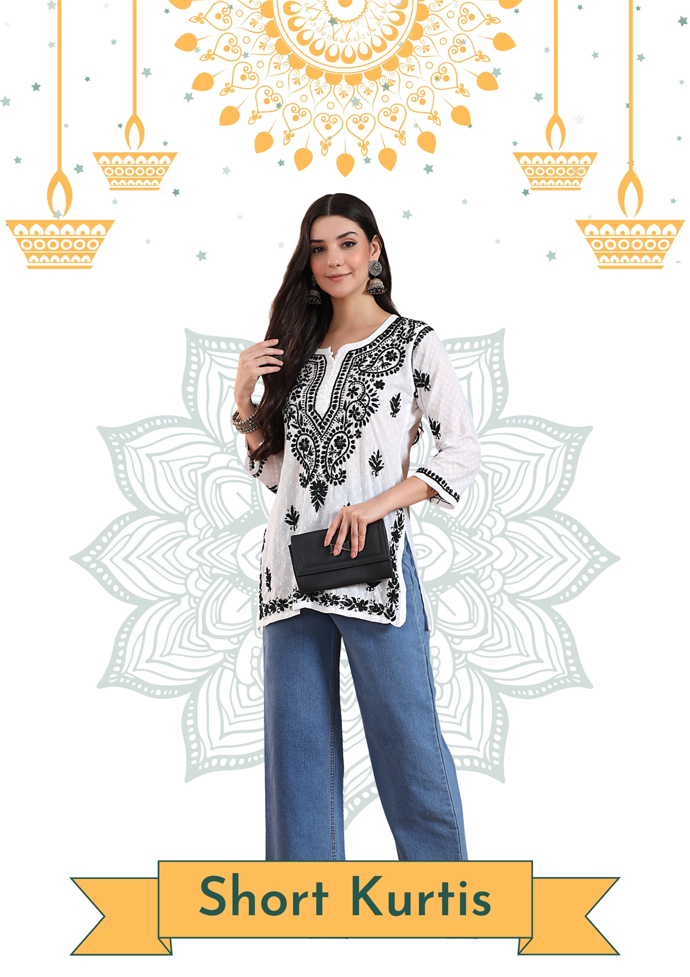 Shop Short Kurti Set & Gown Online in India - Poshak Chikan Studio